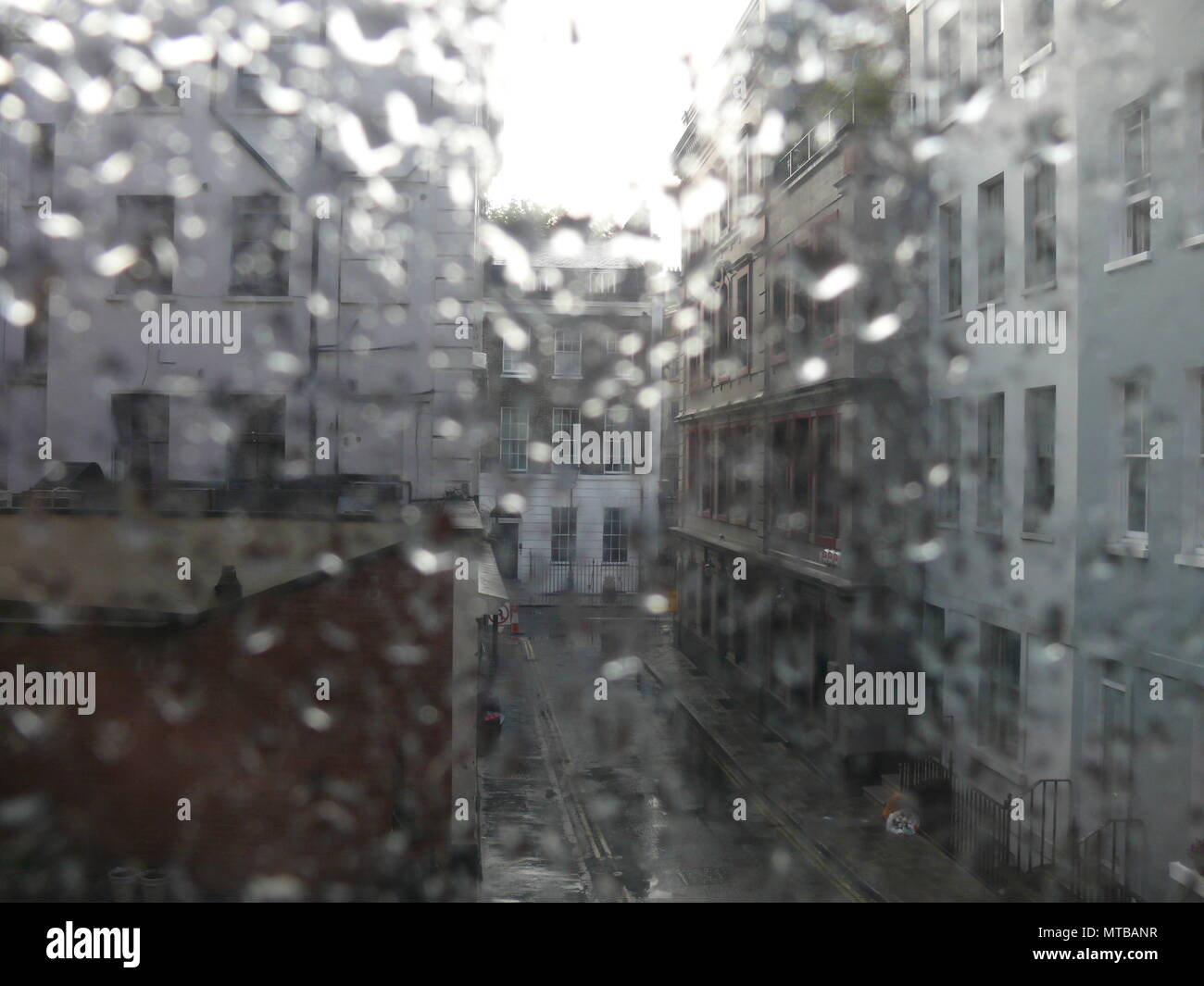 View of a London street, through a window with raindrops on it Stock ...