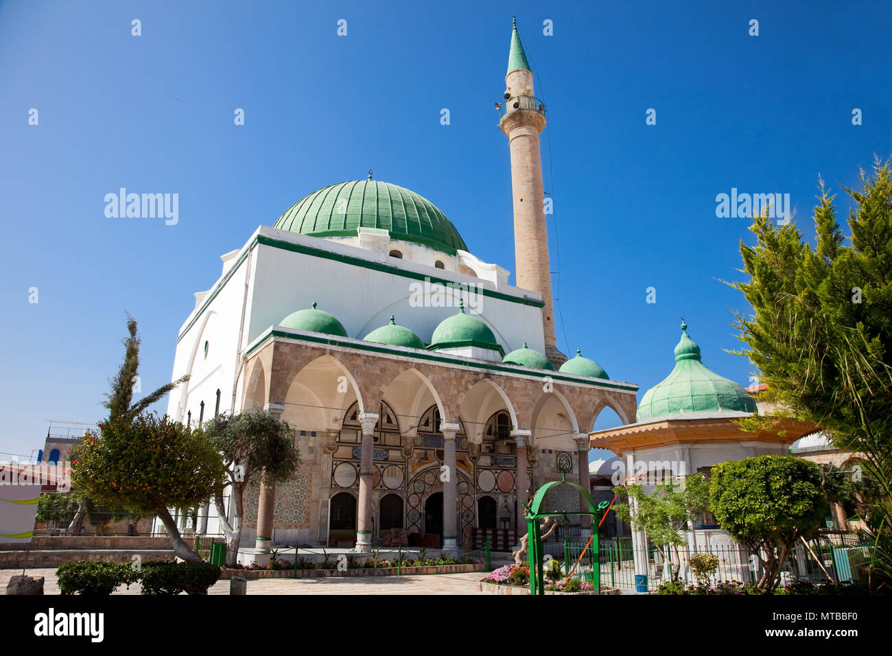 The historic El-Jazzar mosque in the old city of Acre, Akko, Israel ...