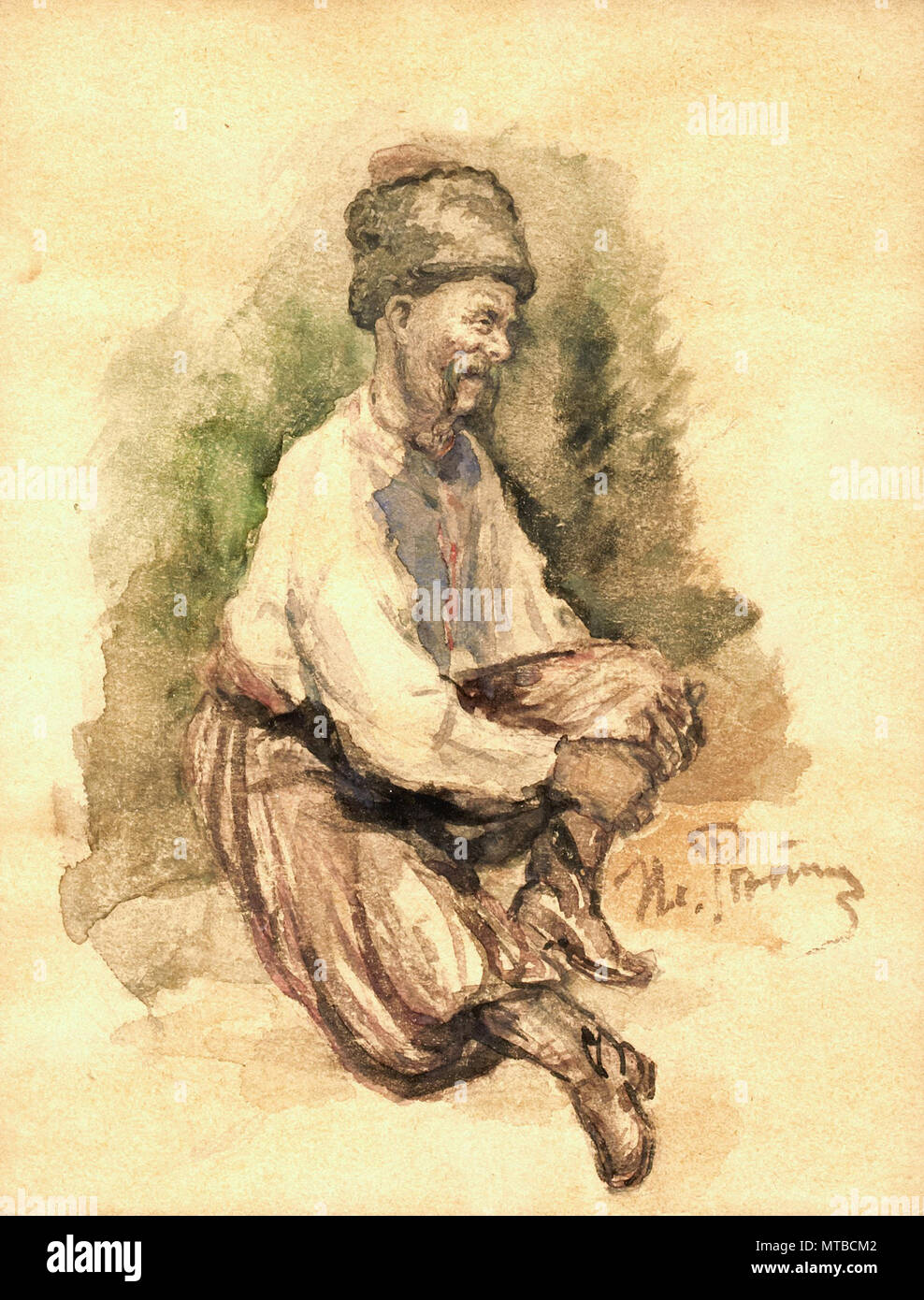 Repin Ilja - a Sitting Cossack Stock Photo - Alamy