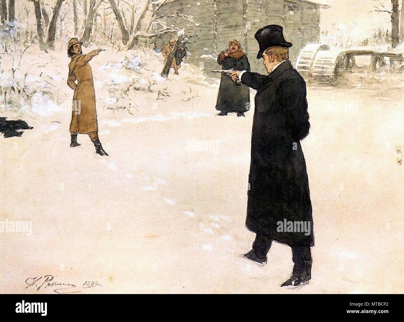 Repin Ilja - Eugene Onegin and Vladimir Lensky's Duel Stock Photo - Alamy