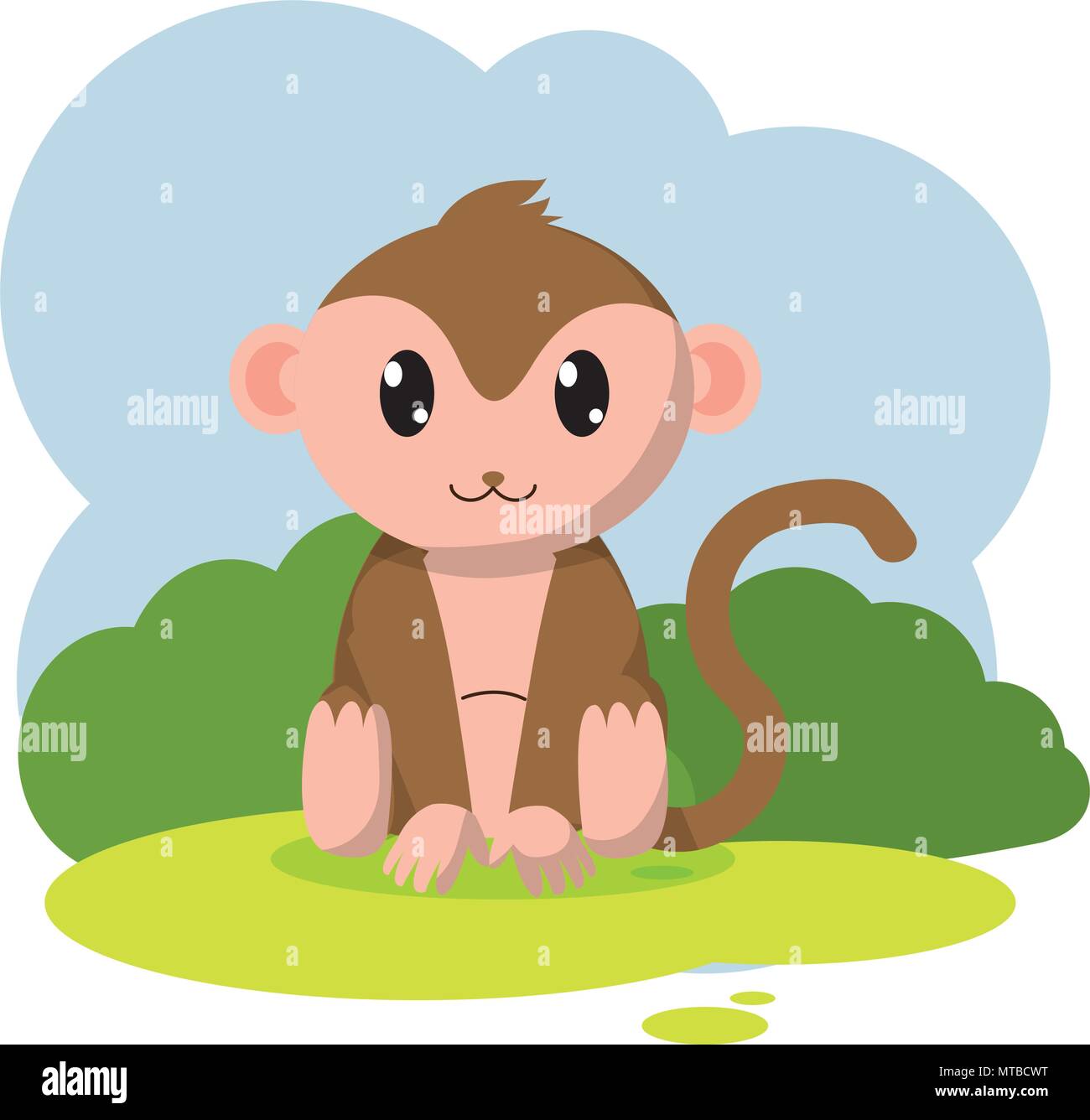 cute monkey wild animal in the landscape Stock Vector Image & Art - Alamy