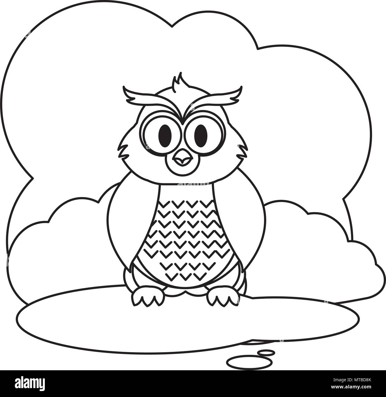 line cute owl wild animal in the landscape Stock Vector Image & Art - Alamy