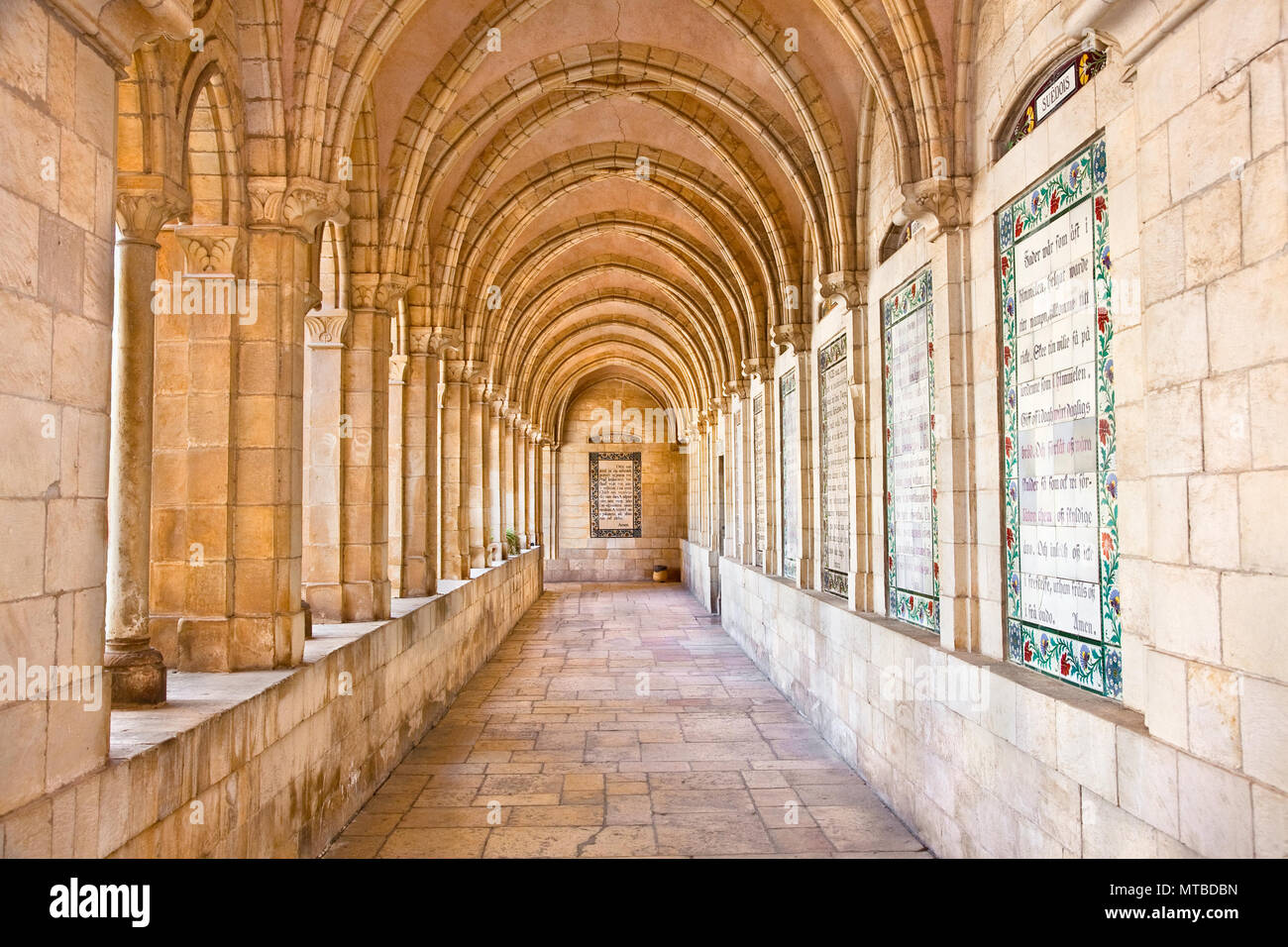 Lord's Prayer in Internal passageway of church of the Pater Noster ...