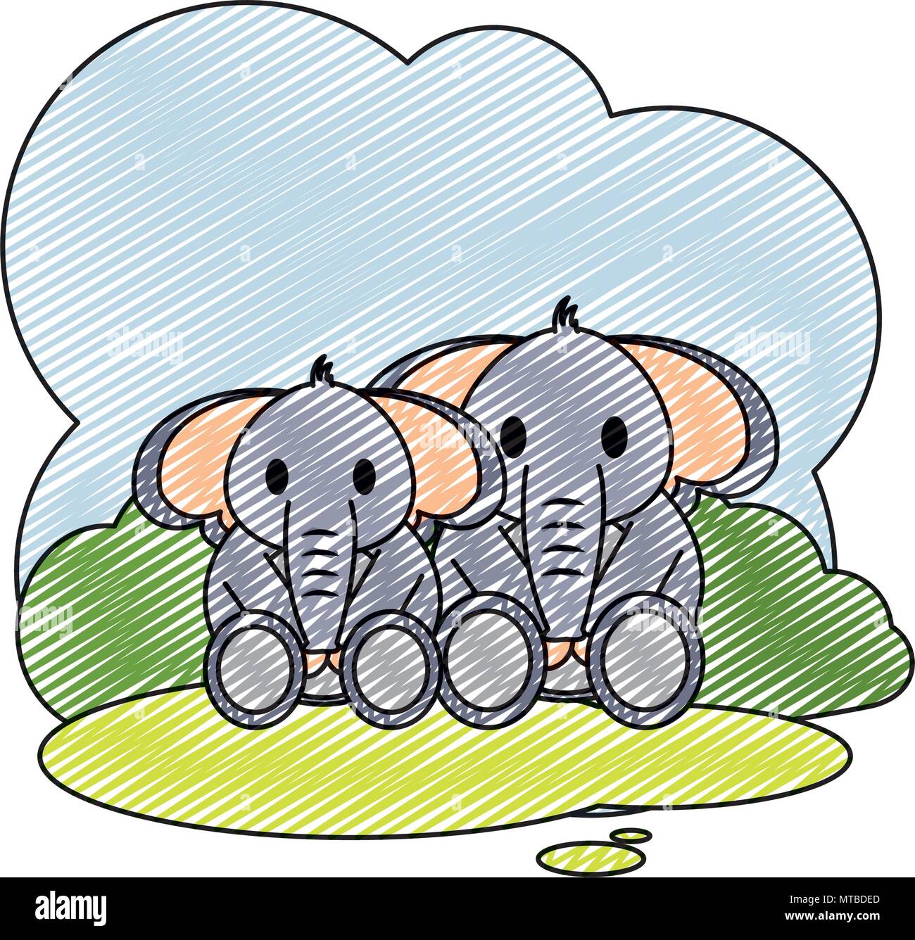 Doodle couple elephant wild hi-res stock photography and images - Alamy
