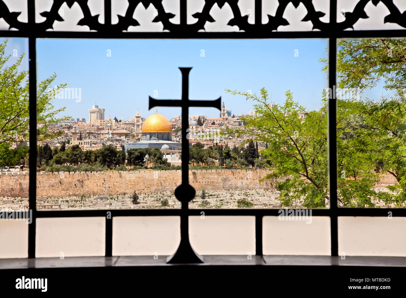 View from Dominus Flevit church located on the Mountain of Olives on ...