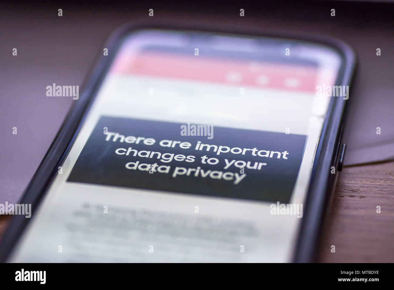 General Data Protection Regulation - GDPR - closeup smartphone message ...