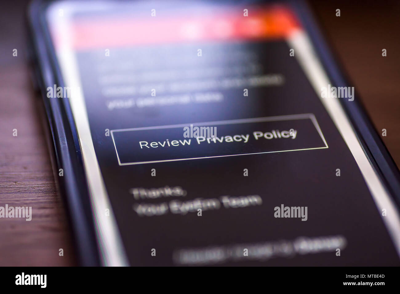 General Data Protection Regulation - GDPR - closeup smartphone message ...