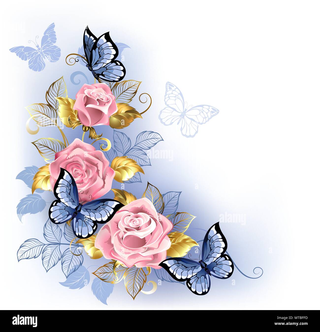 Pink Rose With Butterfly