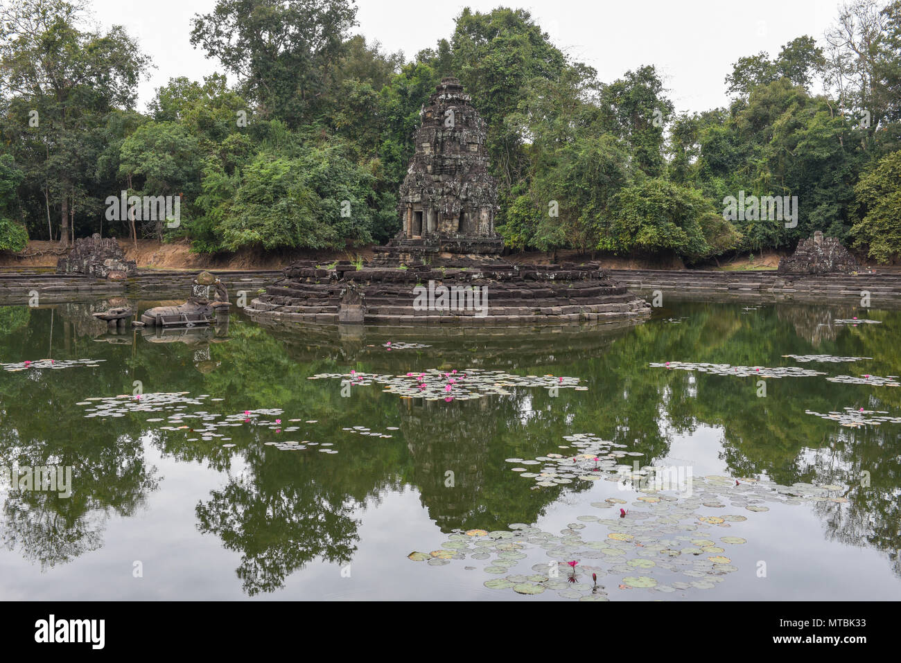 View of the island temple Preah Neak Poan at Angkor on Cambodia Stock ...