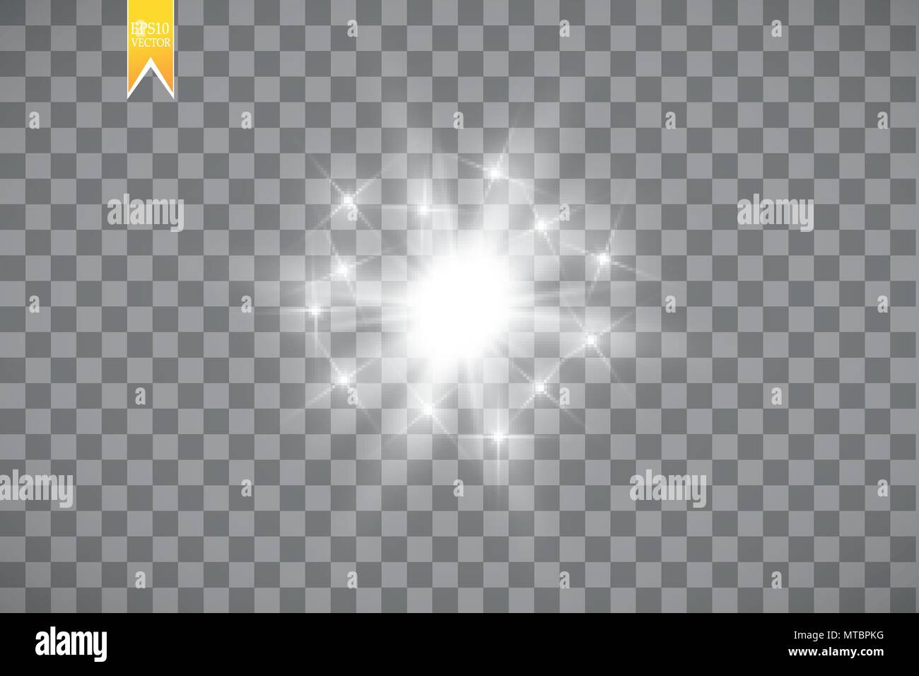 Glow light effect. Starburst with sparkles on transparent background. Vector illustration Stock ...