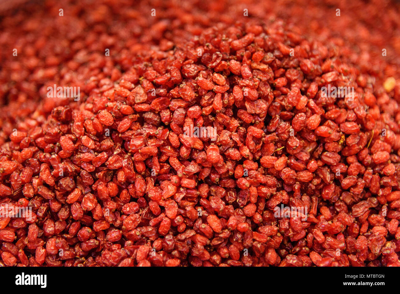 Dried barberry. Herbs and spices in Tabriz Grand Bazaar is one of the ...