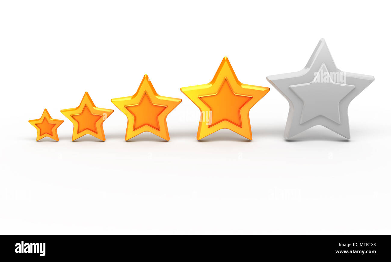 Five stars for ranking isolated on white Stock Photo - Alamy