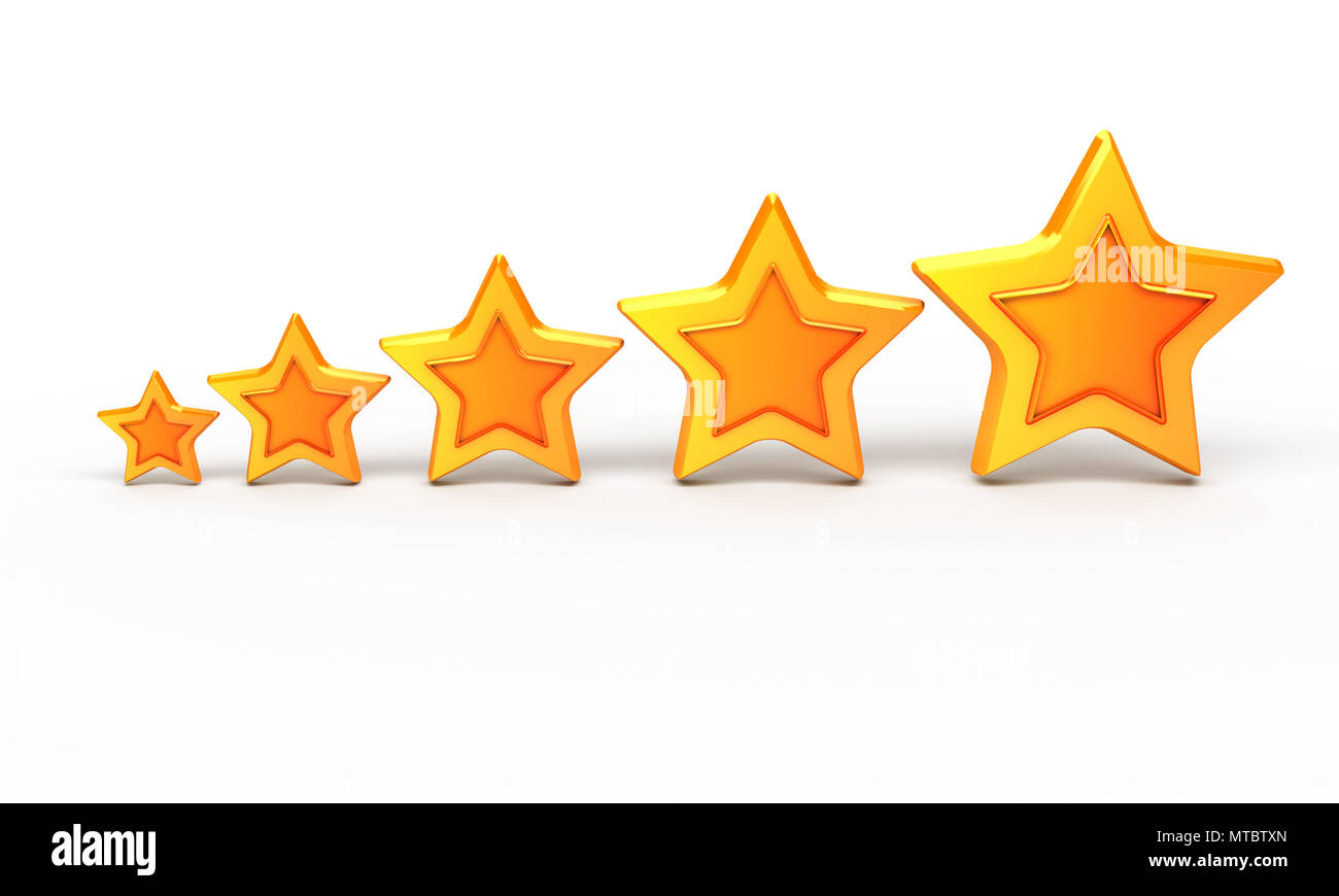Five stars for ranking isolated on white Stock Photo - Alamy