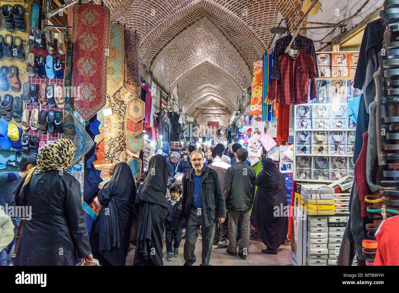 Tabriz, East Azerbaijan province, Iran - March 15, 2018: People walk on ...