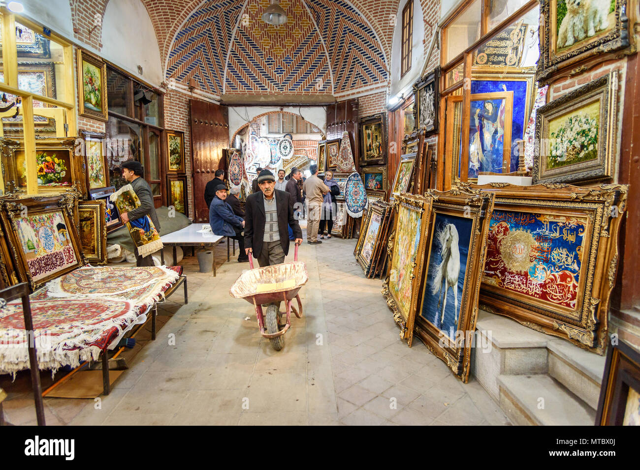 Tabriz, East Azerbaijan province, Iran - March 15, 2018: Persian carpet ...