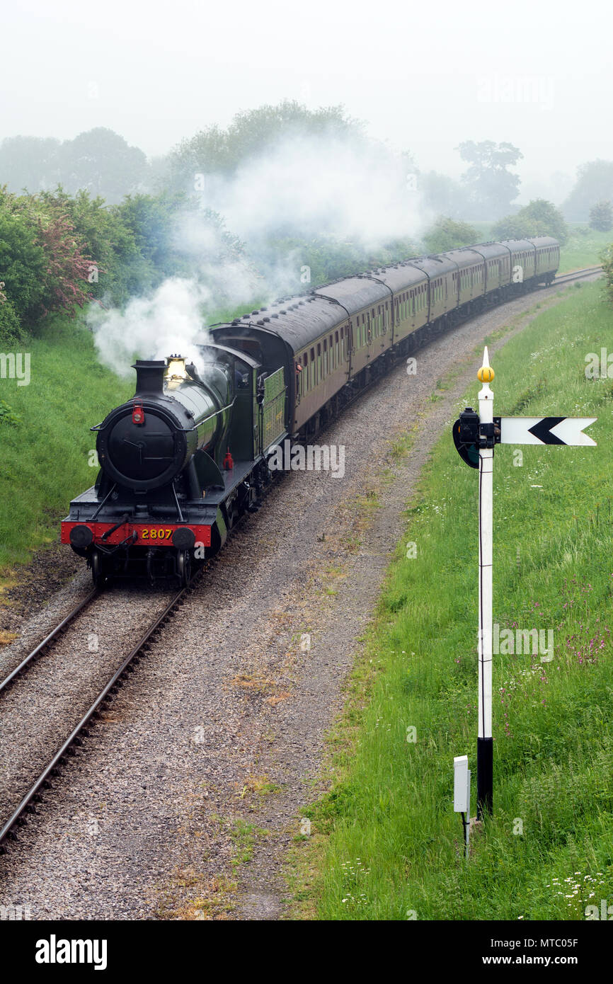 GWR 2800 class steam locomotive No 2807 on the Gloucestershire ...
