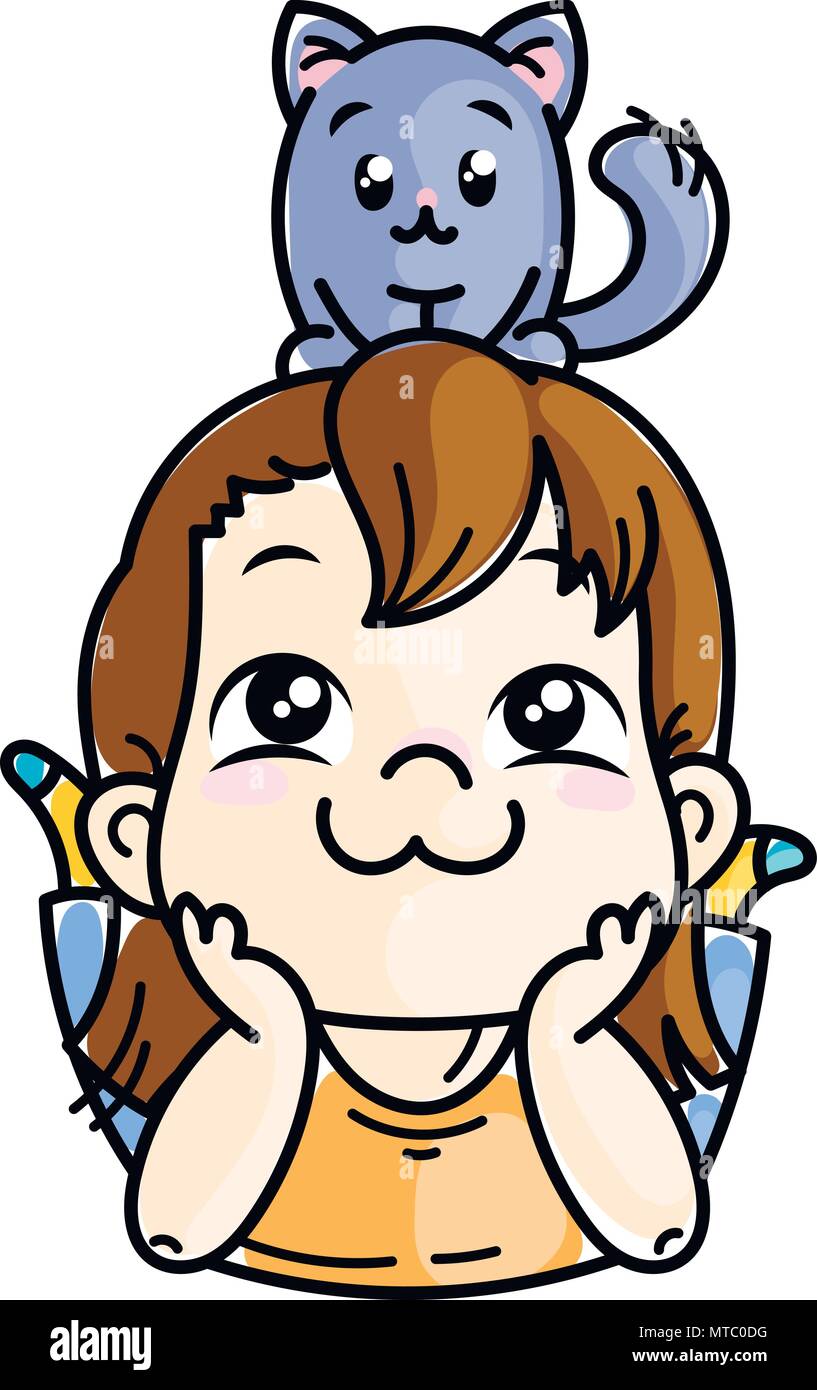 Cute cartoon lined kids. Vector and illustration Stock Vector Image ...