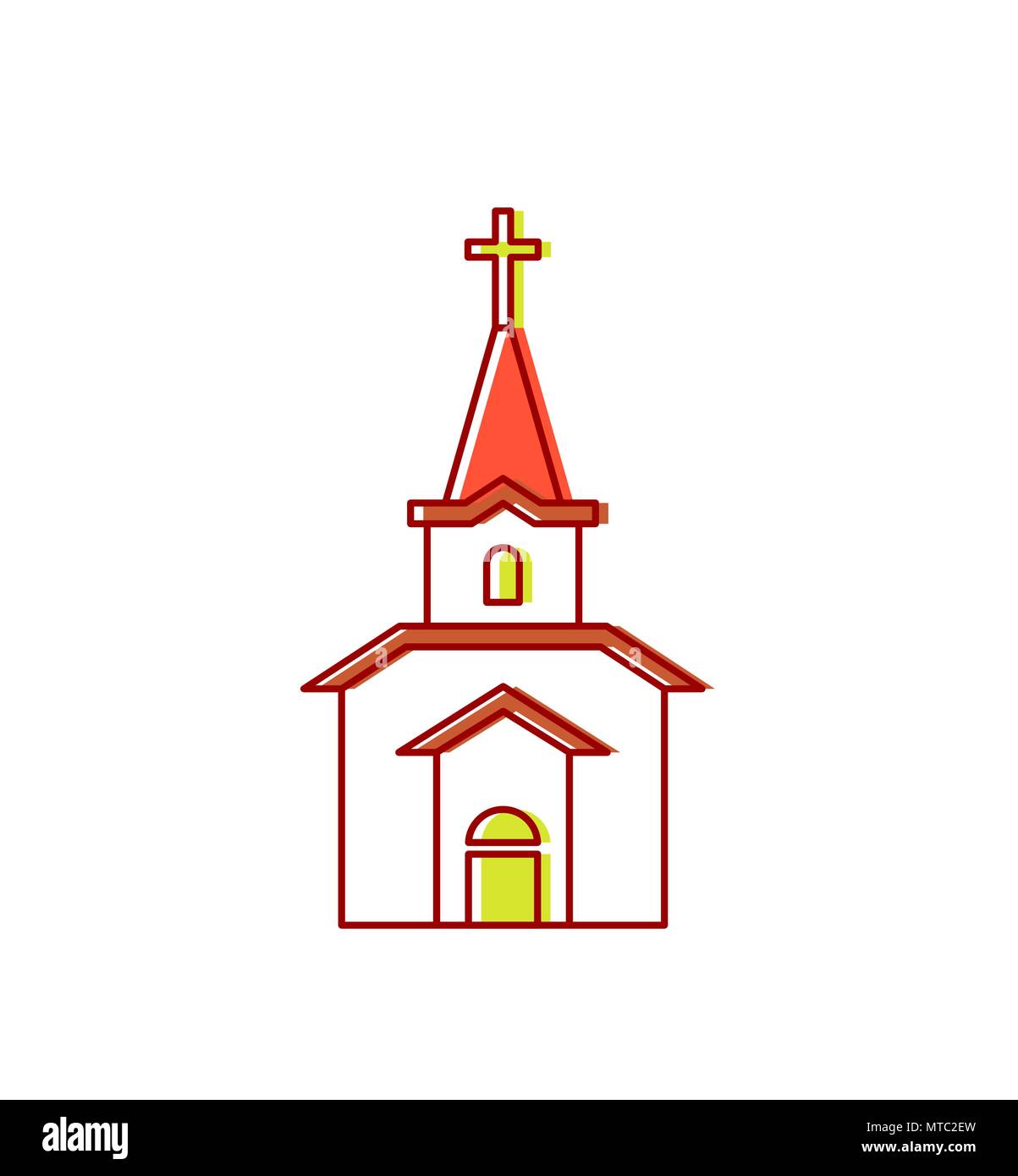 Church sign Catholic Christian house religion. Vector illustration ...