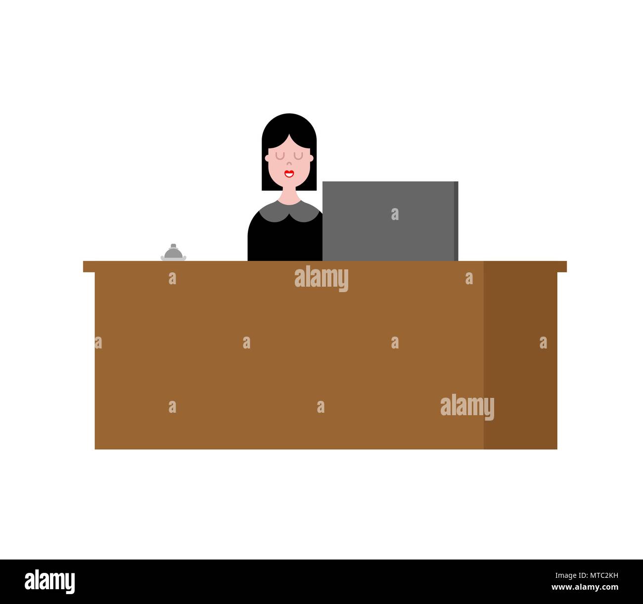 Reception girl and rack. Acceptance of guests. Vector illustration ...
