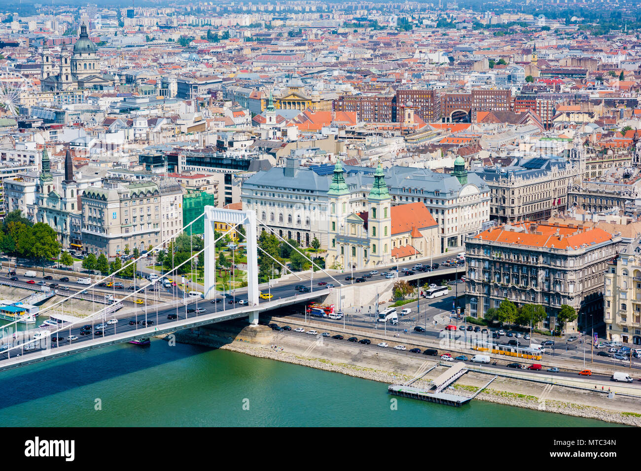 Danube river waterfront with elisabeth bridge hi-res stock photography ...
