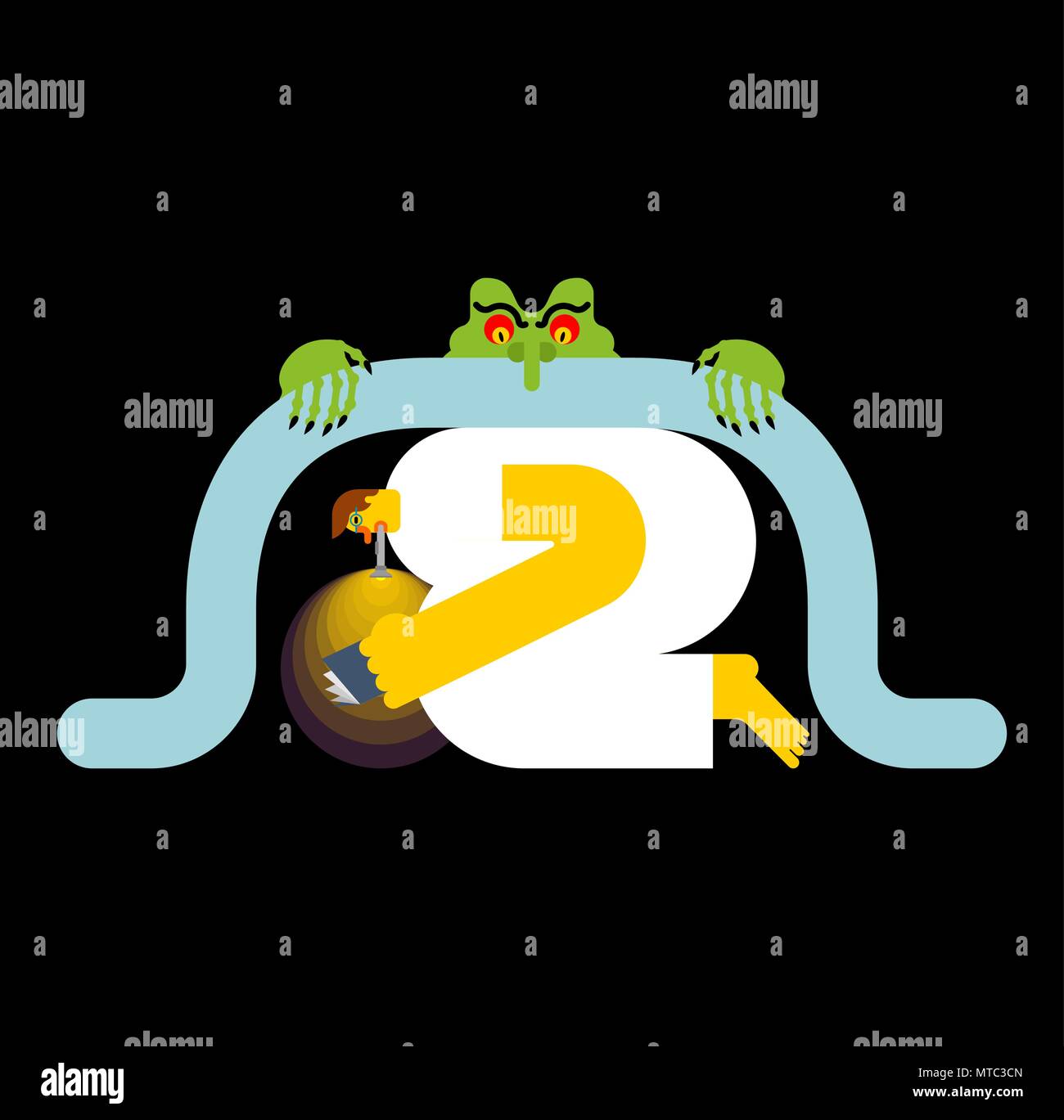 Nightmare Guy under blanket fears. Vector illustration Stock Vector ...