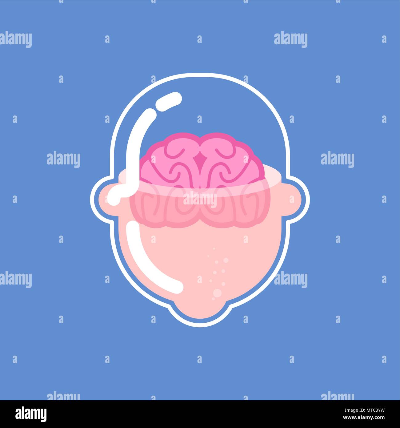 Brain in Glass transparent head. Vector illustration Stock Vector Image ...