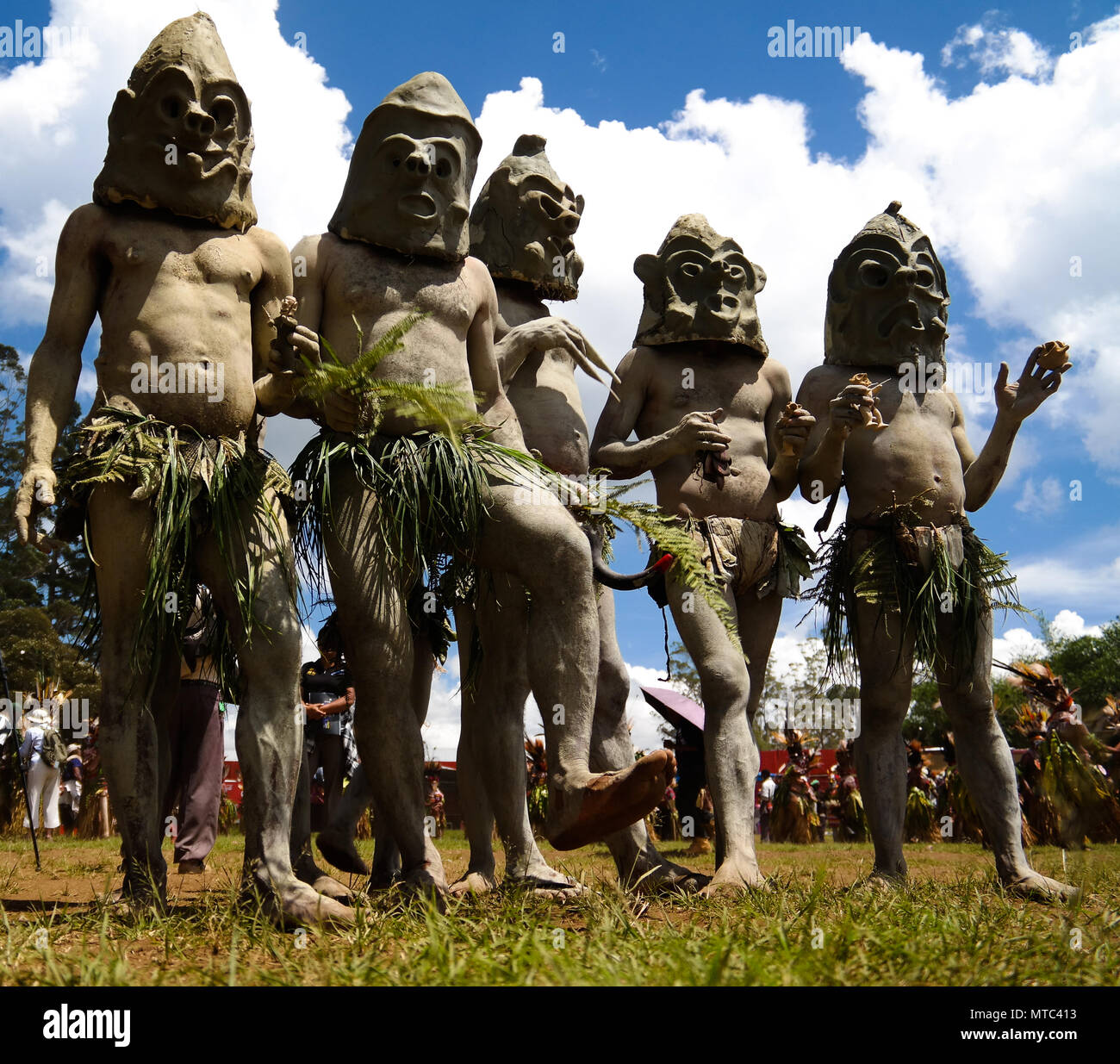 Asaro Mudman tribe man in Mount Hagen festival 17 August 2014 Papua New ...