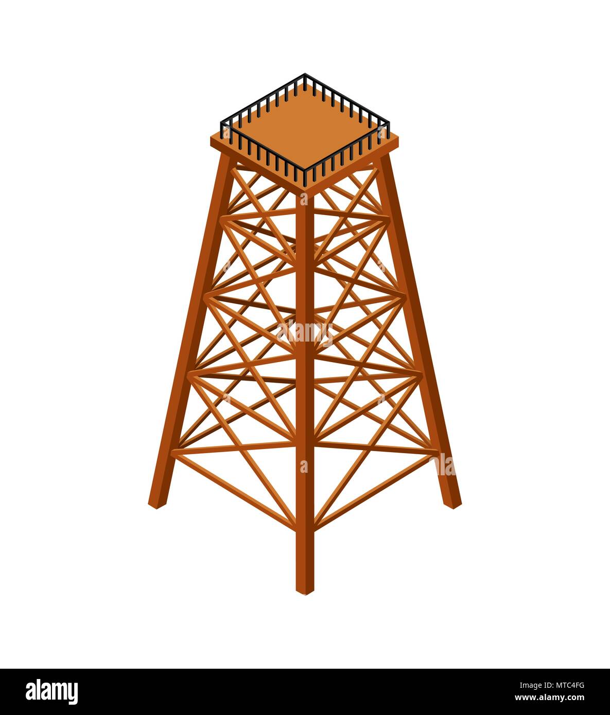 Wooden tower Industrial isometry isolated. Vector illustration Stock ...