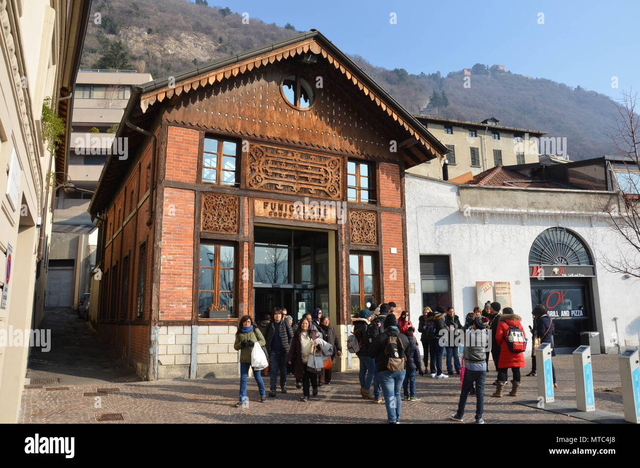 The entrance to the Como-Brunate funicular railway, Como, Lake Como ...