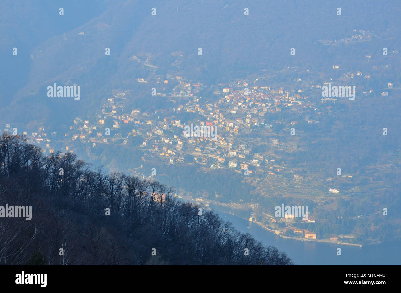 View of Cernobbio and Mount Bisbino from Brunate, Como, Lake Como ...