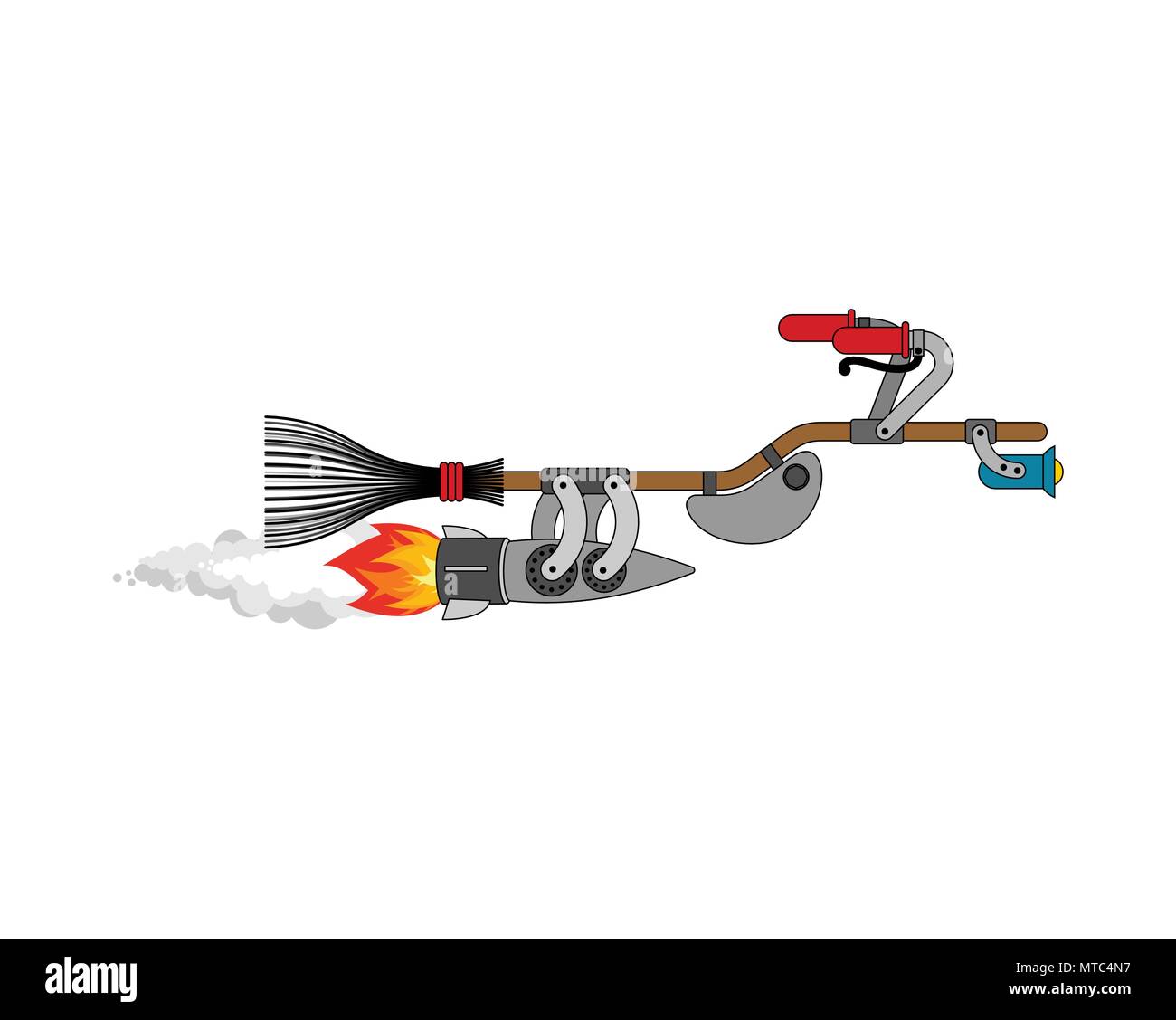 Witch broom racing Isolated. Broomstick Speeding turbo. Halloween ...