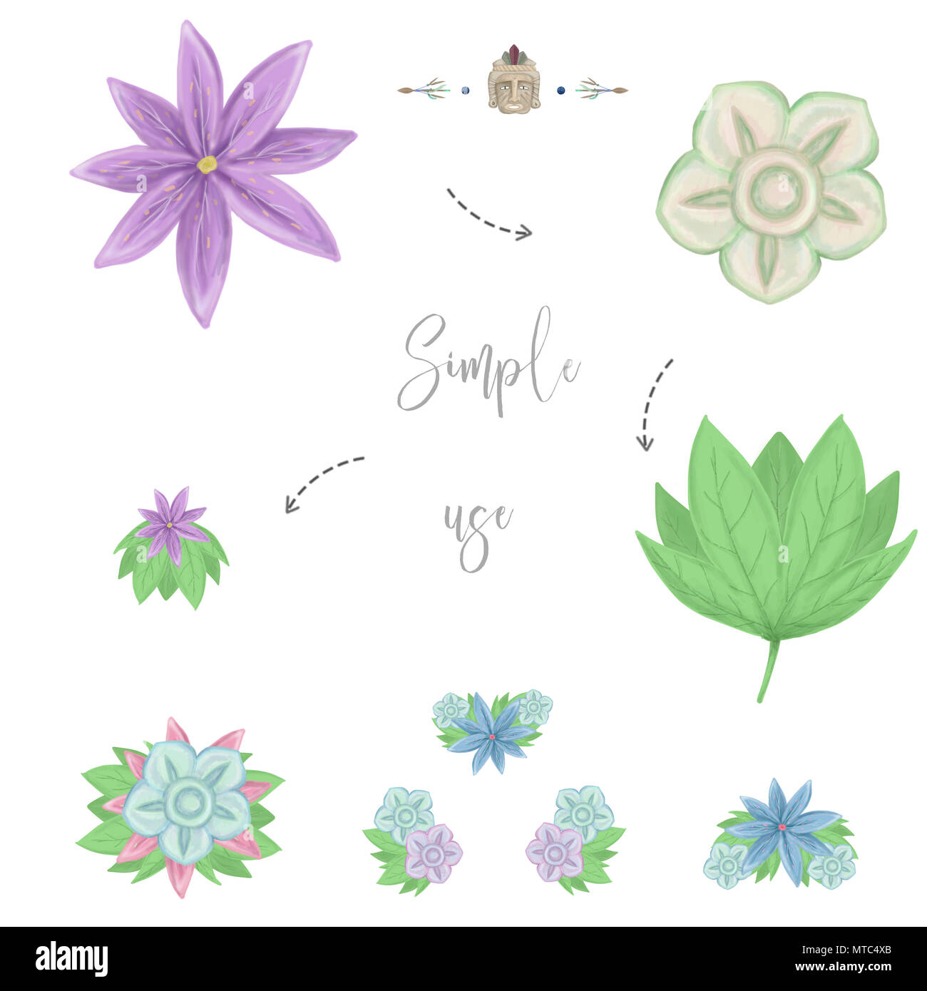 Design flowers floral flowers clip art set illustration floral digital ...