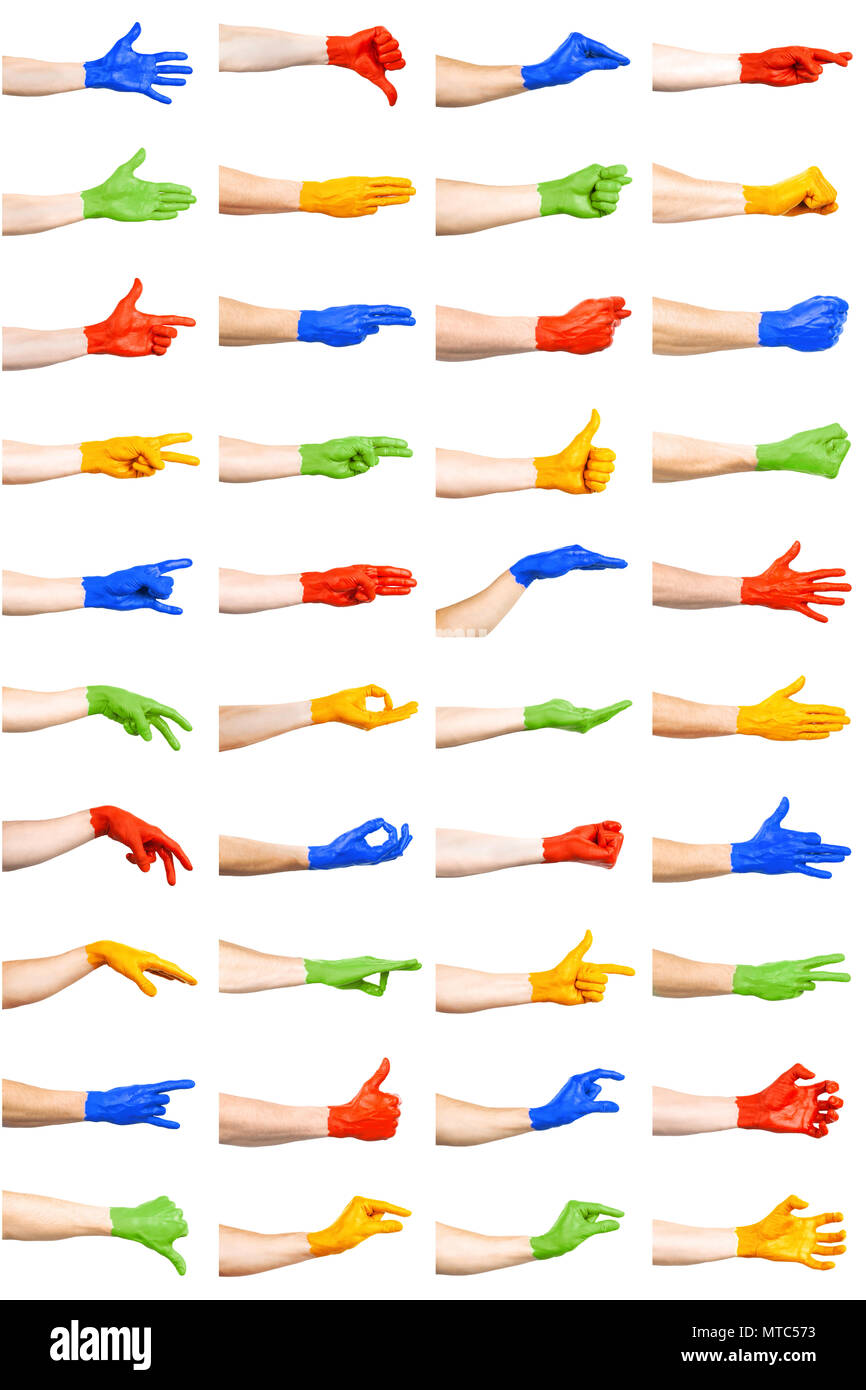 set of colorful hand gestures Stock Photo - Alamy
