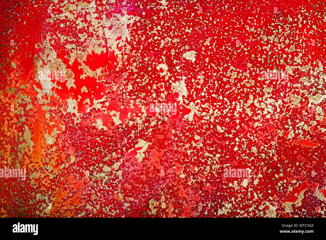 Yellow golden and red messy wall stucco texture background. Decorative ...