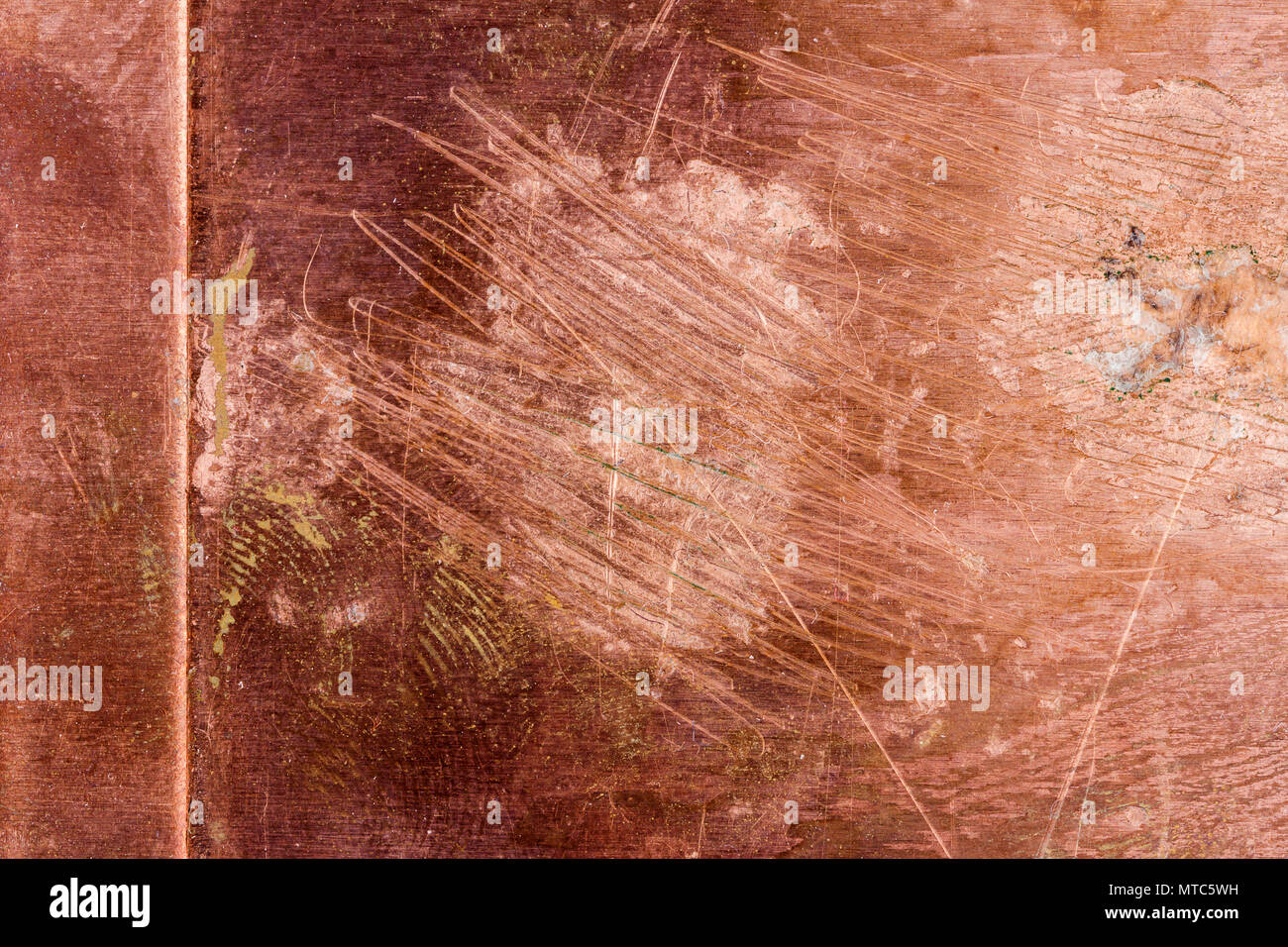 Scratched dirty dusty copper plate texture, old metal background ...