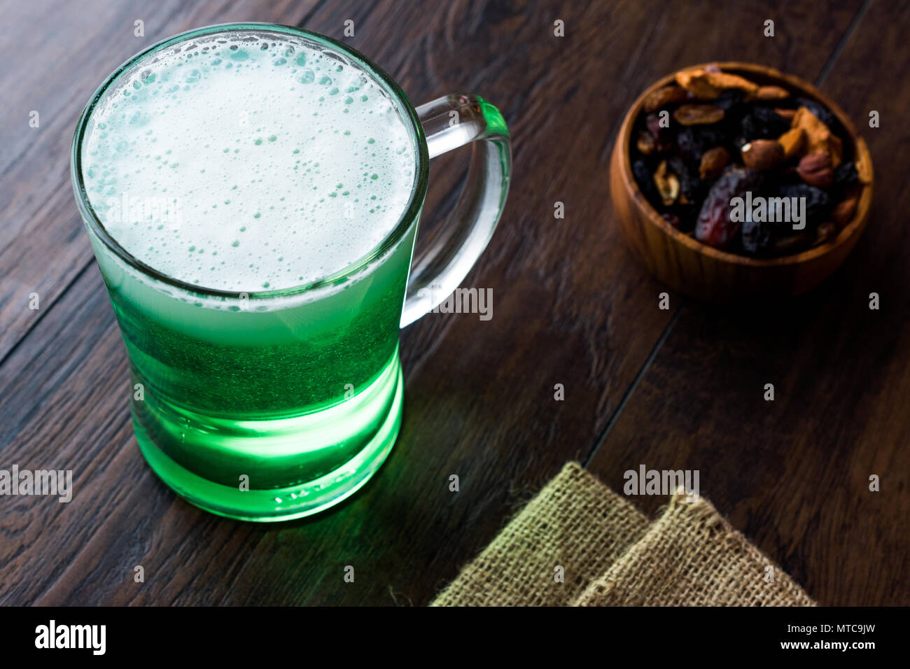 Glass of Green Beer for St Patrick's Day. Traditional Beverage Stock ...