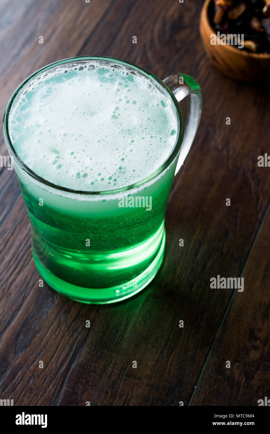 Glass of Green Beer for St Patrick's Day. Traditional Beverage Stock ...