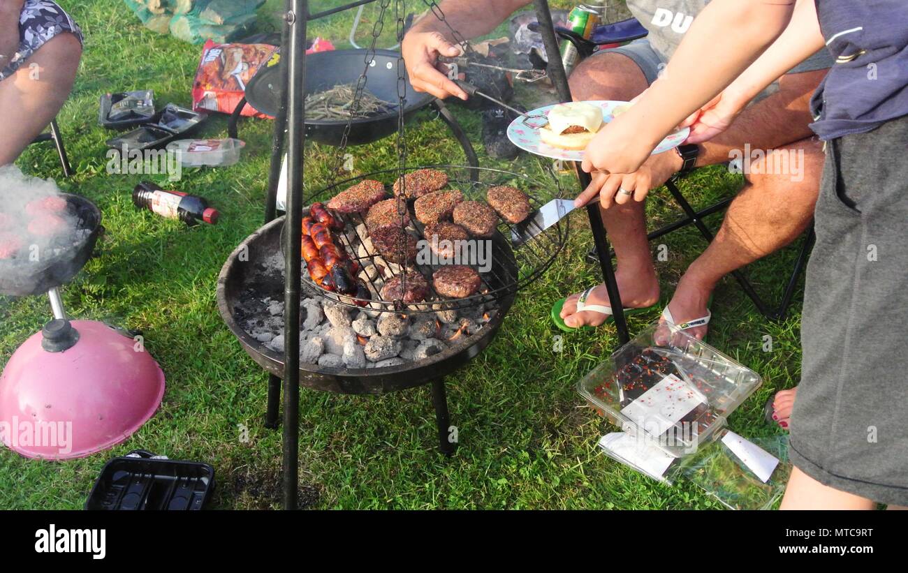 Camping, Campsite in english countryside Stock Photo - Alamy