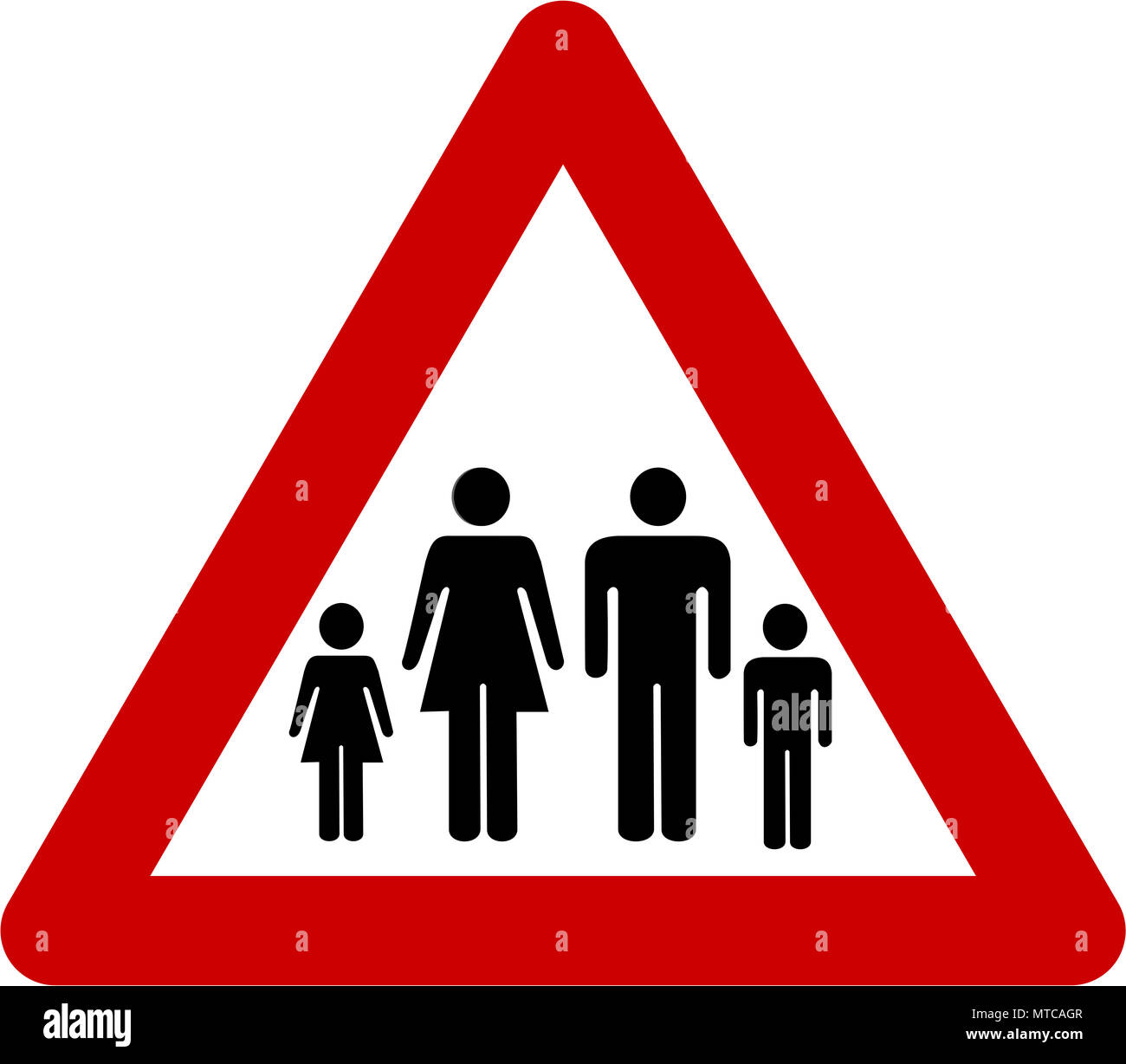 Warning sign with family symbol Stock Photo - Alamy