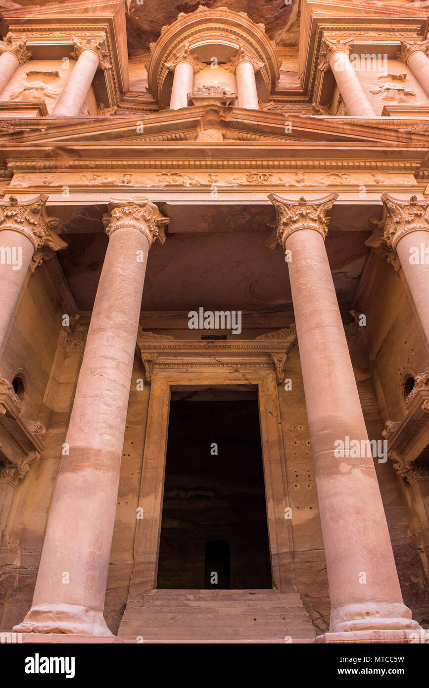 The Treasury. Petra, Jordan. Ancient stone carving made by the Nabatean ...