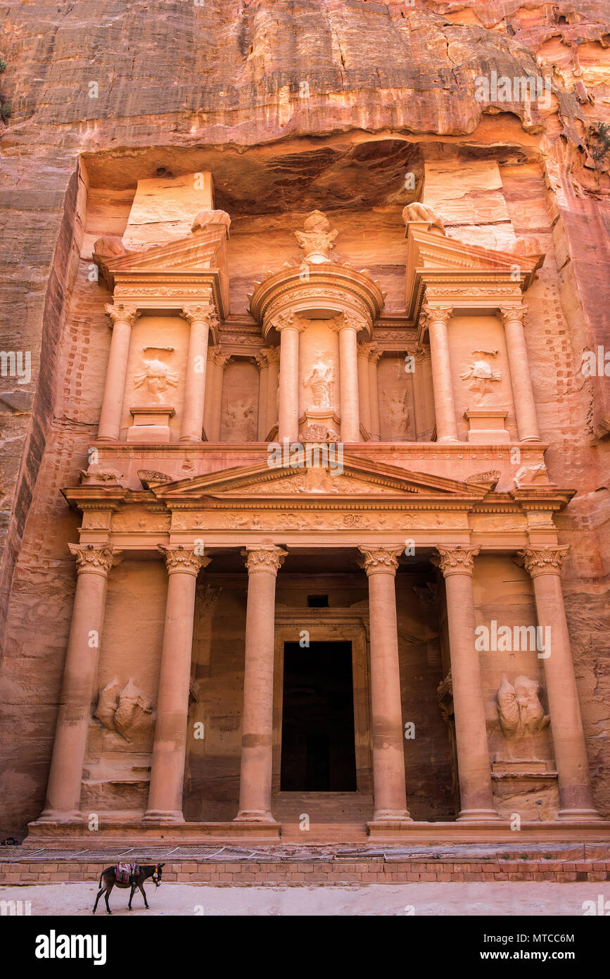 The Treasury. Petra, Jordan. Ancient stone carving made by the Nabatean ...