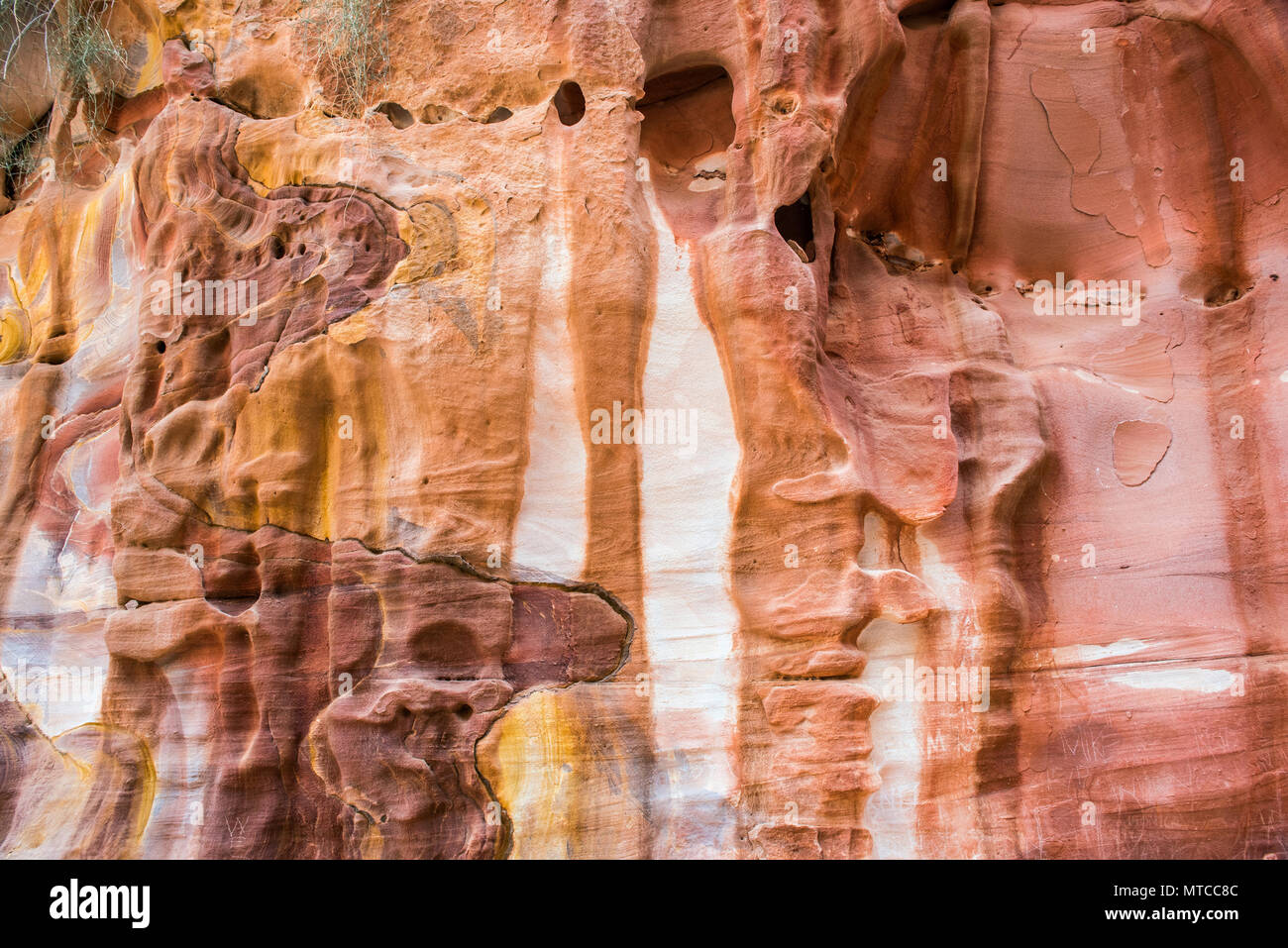Colorful, red sandstone formation texture. Abstract geological pattern ...