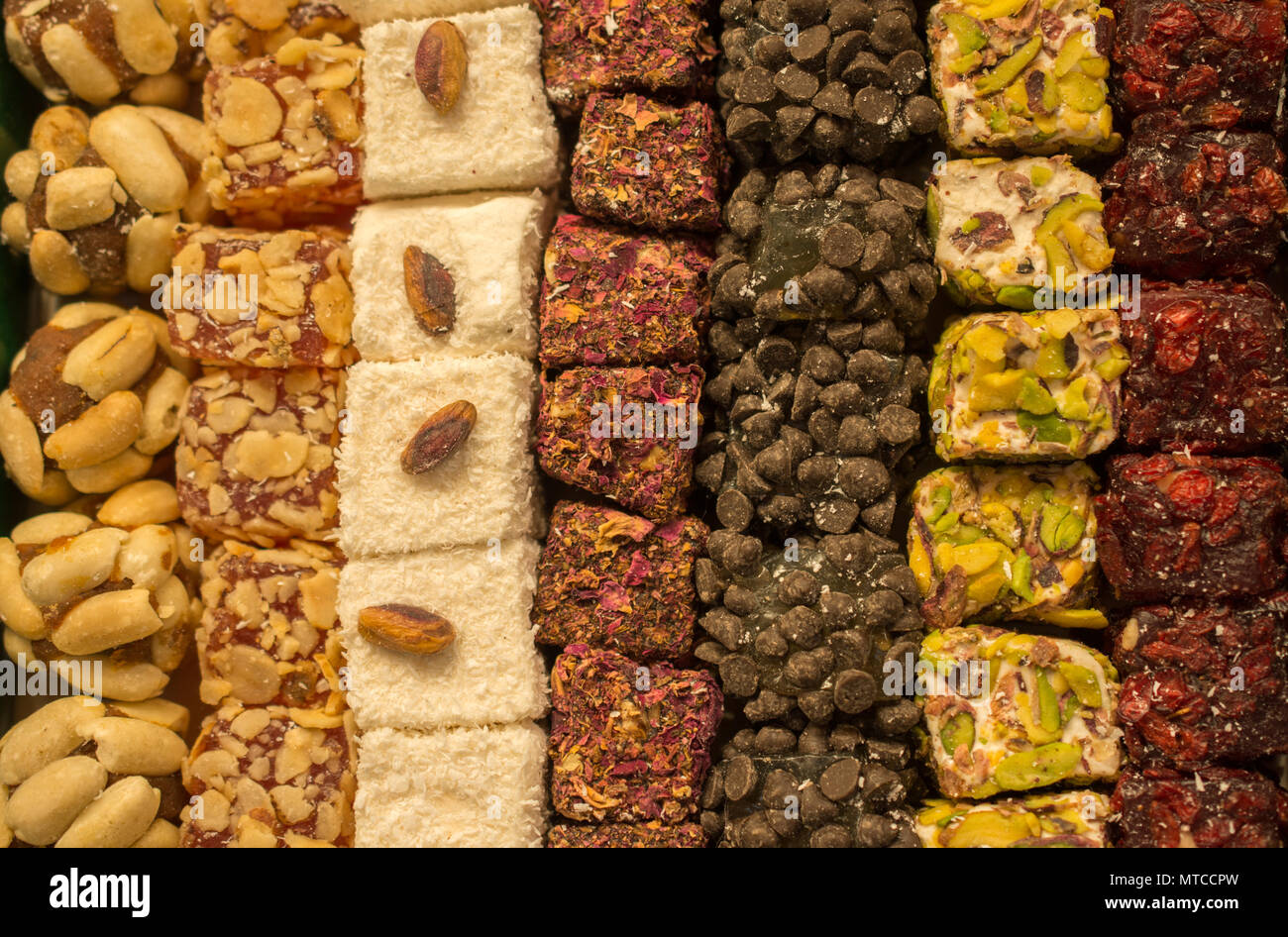 Load of traditional turkish delight lokum candy Stock Photo - Alamy