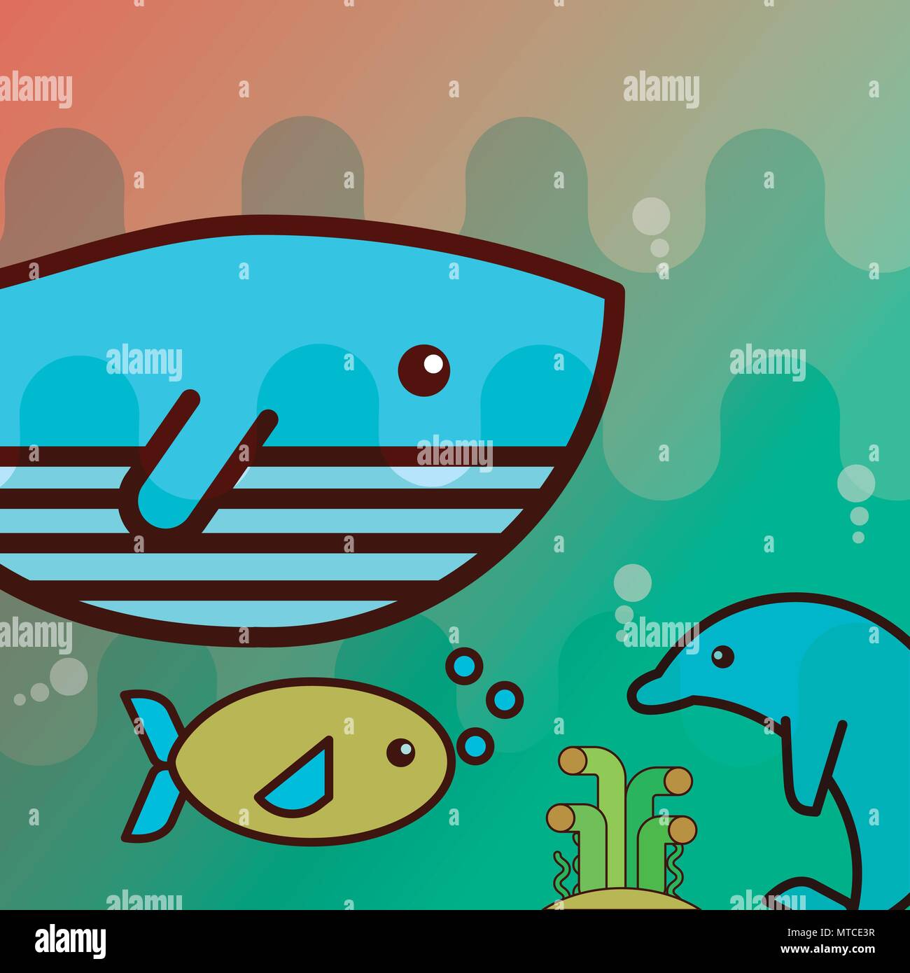 whale dolphin fish sea life cartoon Stock Vector Image & Art - Alamy