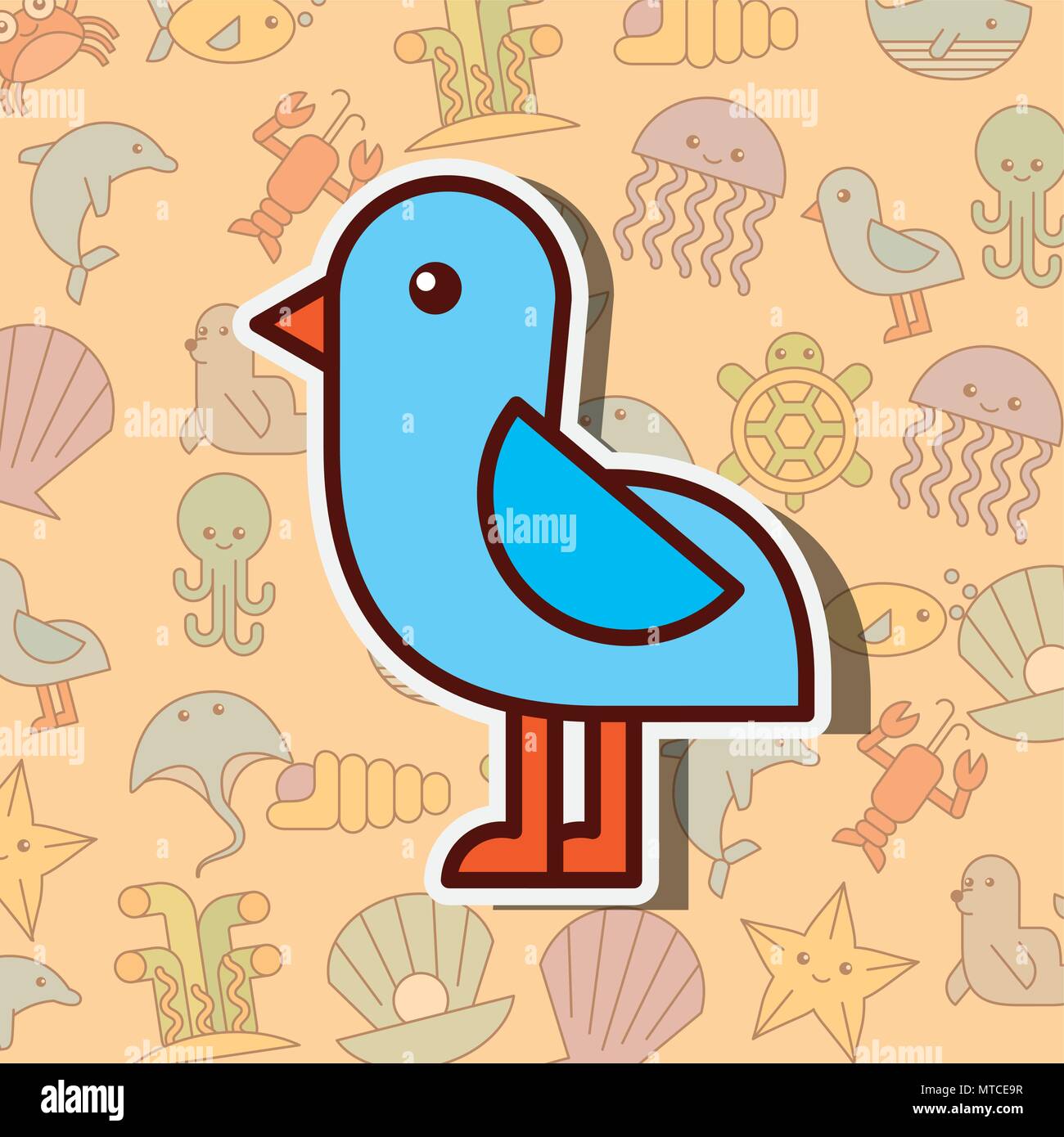seagull bird sea life cartoon Stock Vector Image & Art - Alamy