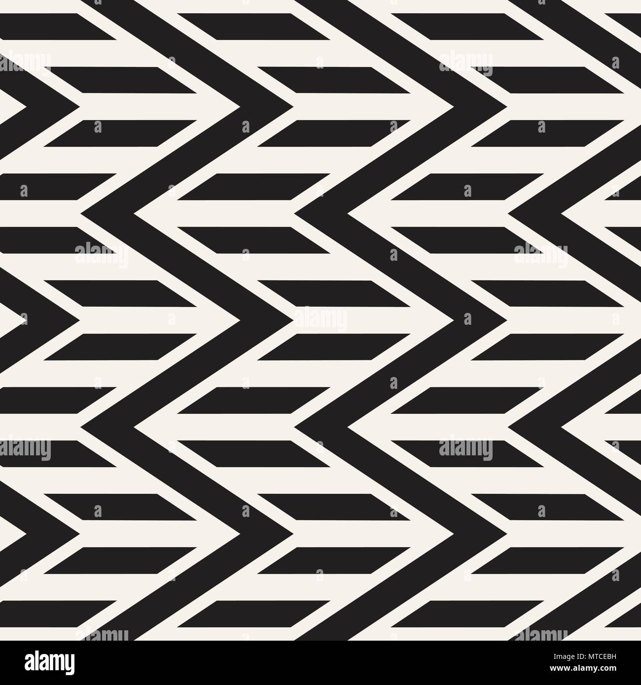 Vector seamless zigzag line pattern. Abstract stylish geometric background. Repeating monochrome ...
