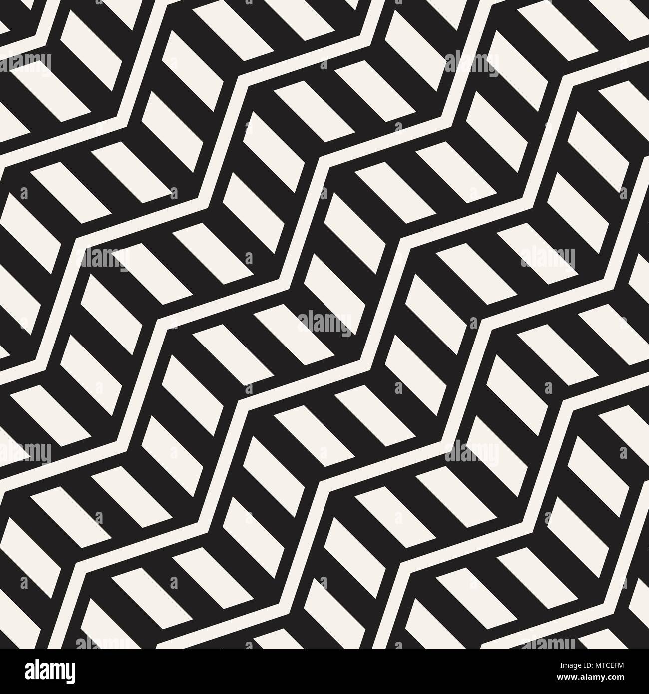 Vector seamless zigzag line pattern. Abstract stylish geometric background. Repeating monochrome ...