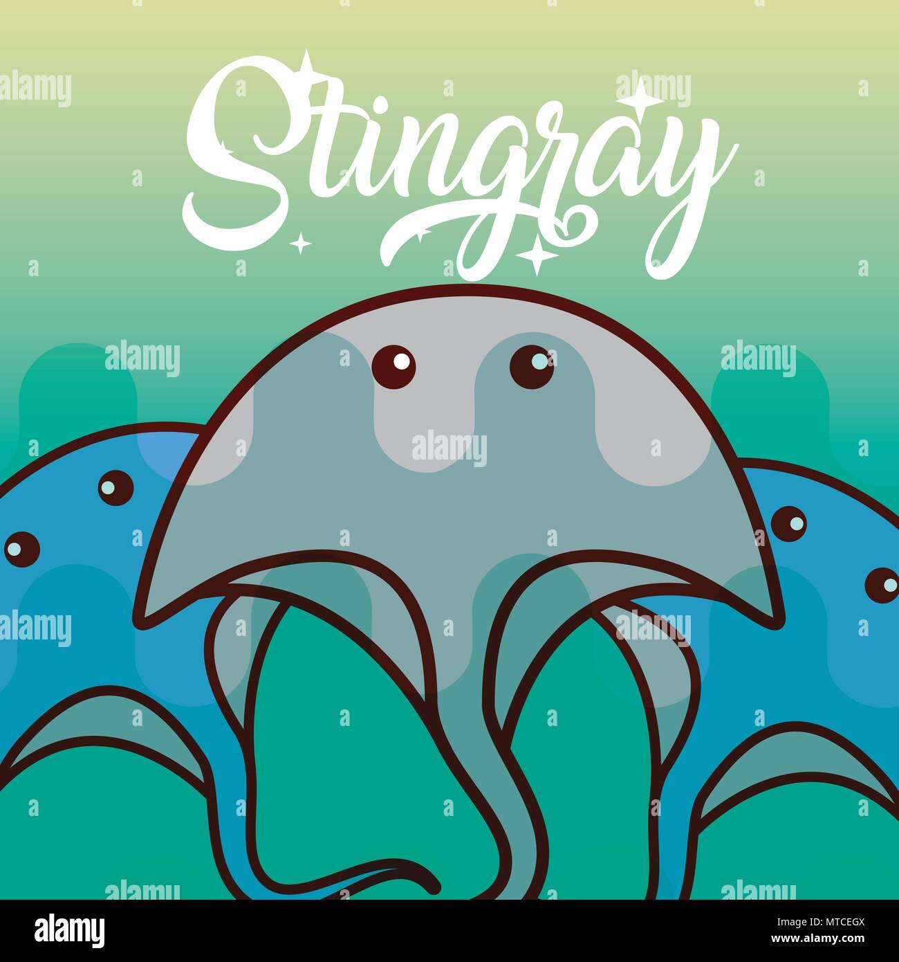 Stingray with seaweed Stock Vector Images - Alamy