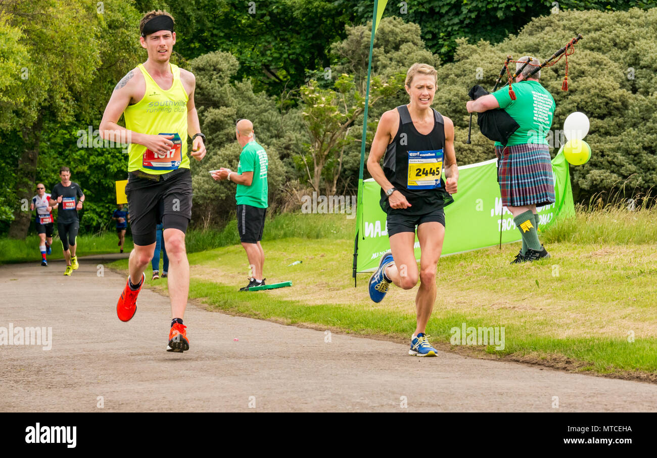 Male and female marathon runners in Edinburgh Marathon 2017, Gosford ...