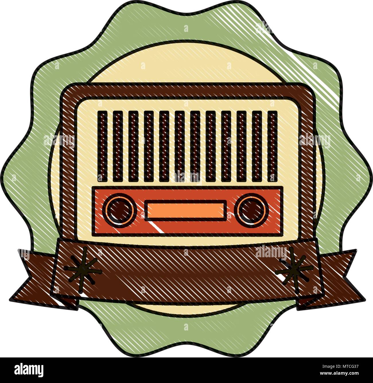 retro radio device communication vintage emblem Stock Vector Image ...